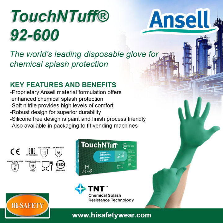 ANSELL Touch & Tuff 92-600 Disposable Gloves / 100 pcs/box for ...