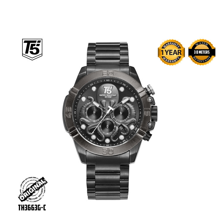 T5 Watch Malaysia TH3663G Chronograph Date Stainless Steel Band Sport ...