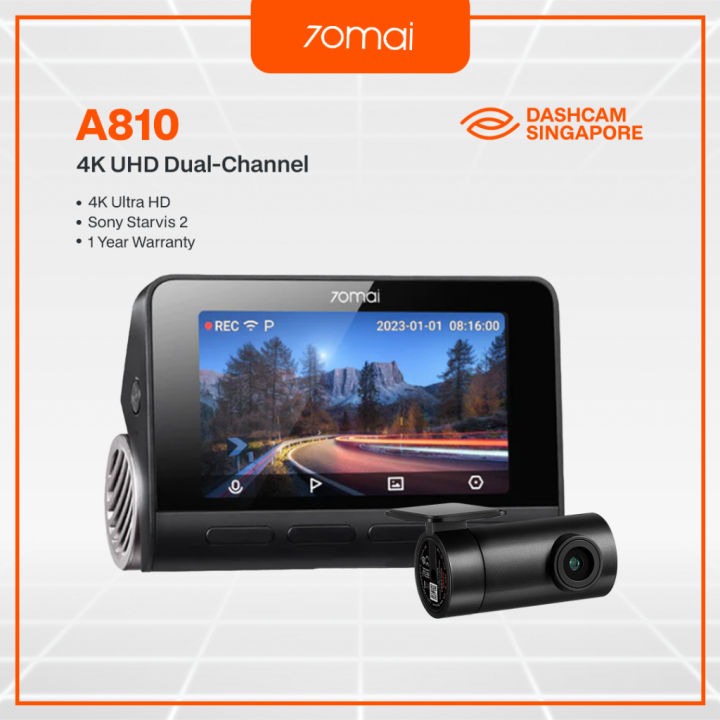 70mai A810 4K UHD Dashcam [Global Edition] | Sony Starvis 2 IMX678 | Front & Rear 4K Car Camera ...