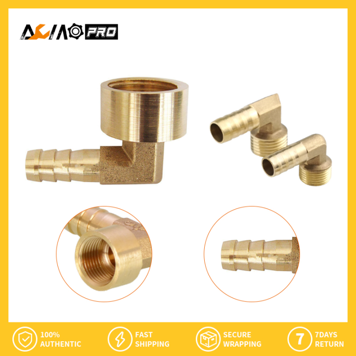 AumoPro 1pc 90 Degree Elbow Brass Hose Barb Fitting Elbow 6/8/10/12mm To 1/4 1/8 1/2 3/8 BSP ...