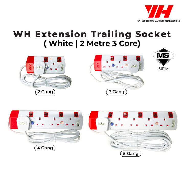 WH Extension Trailing Socket 2Meter 3Core Fajar Wire(SIRIM)(White ...