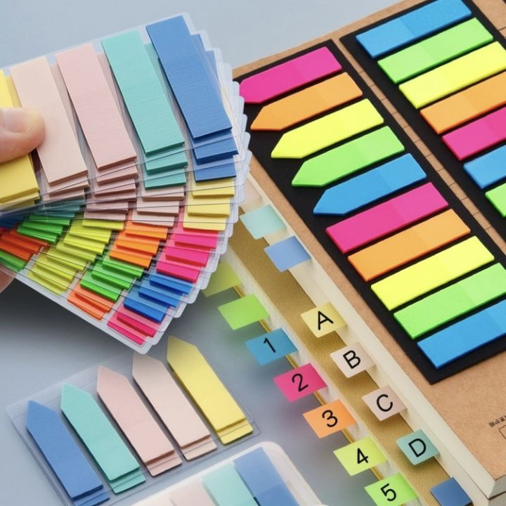 200 Sheets Transparent Fluorescence Color Loose-Leaf Label Indicator ...