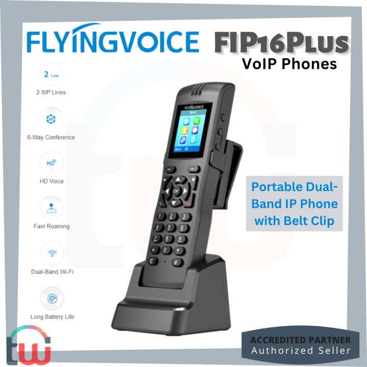 FLYINGVOICE Portable IP Phones FIP16Plus Dual-Band with Belt Clip 2 ...