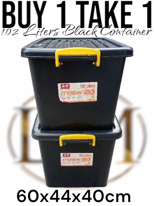 BUY 1 TAKE 1 J&T 102 Liters Aesthetic Black Container / Storage Box ...