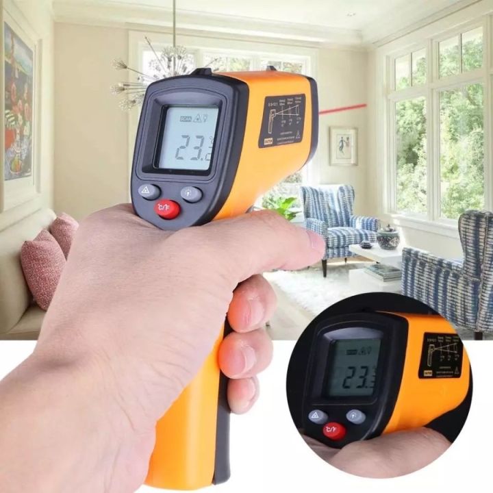 Digital Thermometer Infrared Orange Laser Alat Ukur Suhu Panas Benda ...