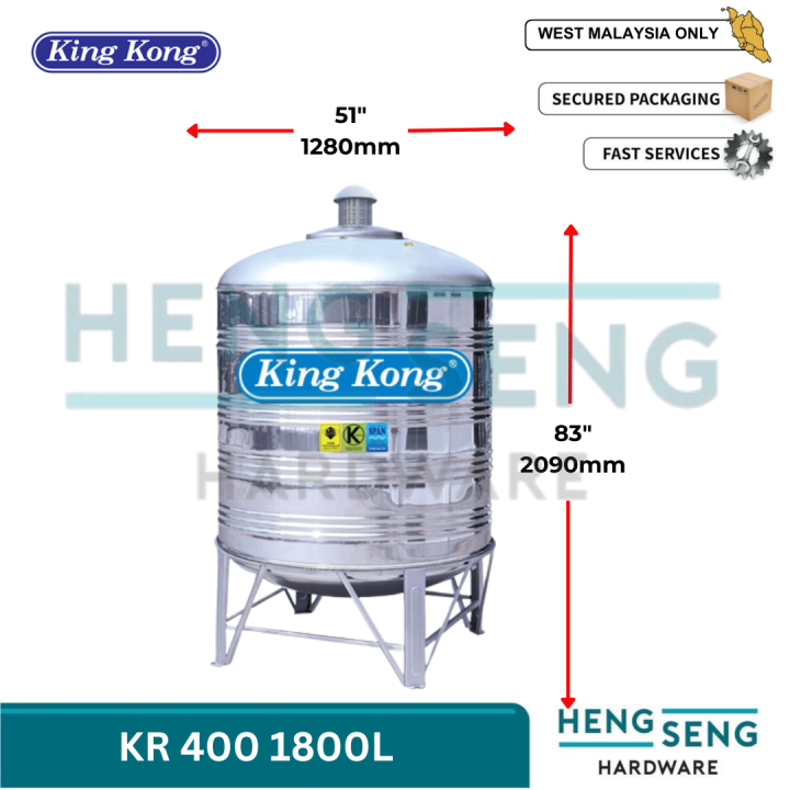 KINGKONG KR400 1800L 400G SS304 WATER TANK (51D x 83H) KING KONG ( WITH ...