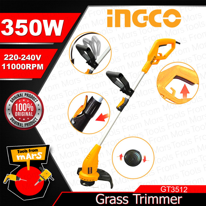 INGCO 350W Extendable Electric Grass Trimmer Cutter Weed Eater Wacker ...