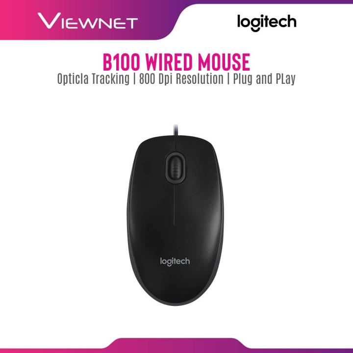 Logitech B100 Mouse with USB Connection, Optical Tracking, 800 Dpi ...