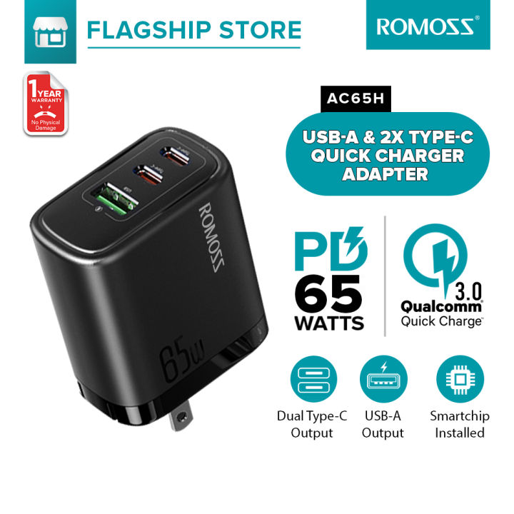 Romoss AC65H 65W Wall Charger Fast Charging USB Charger Universal ...