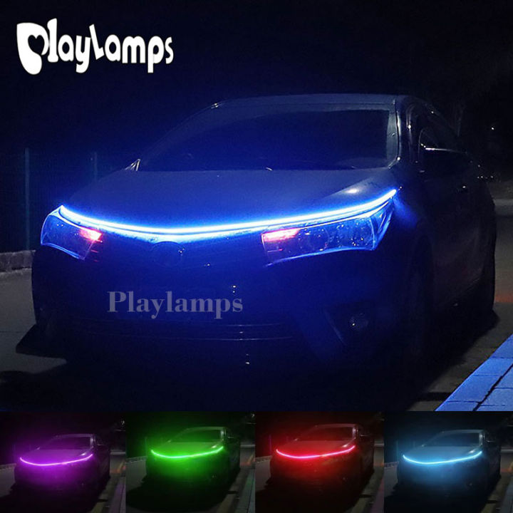 1pcs Car Hood LED Daytime Running Light Strip Waterproof Flexible ...