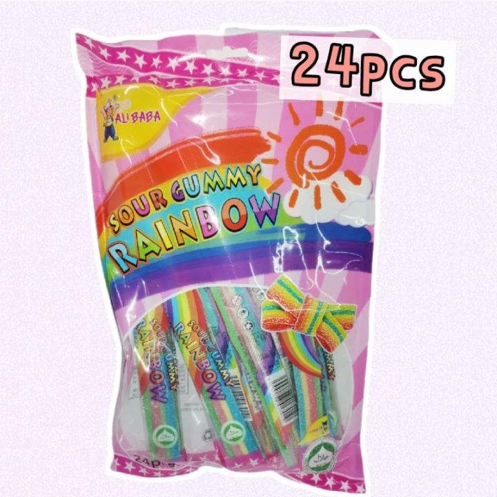 Ali Sour Rainbow Gummy belt gula jelly 24pcs | Lazada