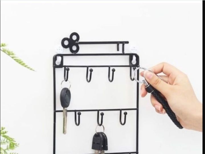 Rak Gantungan Kunci Tempel Dinding 7 Hook | Lazada Indonesia