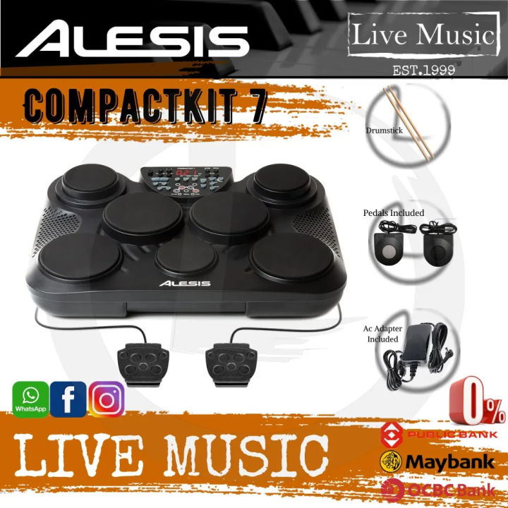 Alesis compactkit 7-portable tabletop drum kit with Drumstick and adapter (compact kit) | Lazada PH