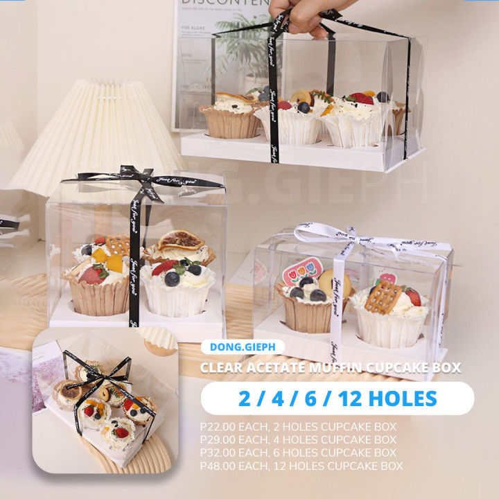 [5 PCS] Clear Acetate Cupcake / Muffin Box with Holder | Lazada PH