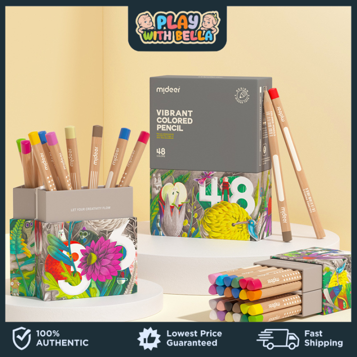 MiDeer Color Pencils Vibrant Colored Pencils 24, 36, 48 Colors Lump ...