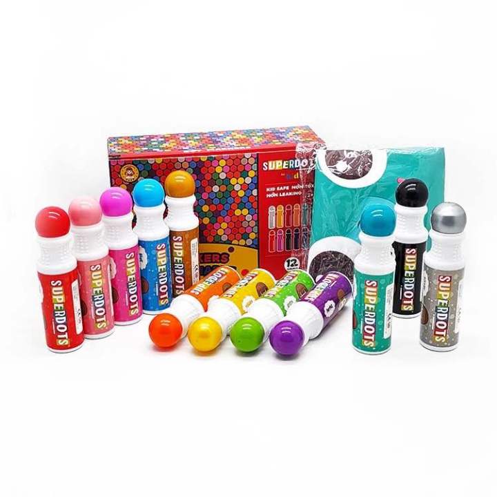 SUPERDOTS 12 Colors BIG Dot Markers Dauber Kid-safe, Non-Toxic | Lazada PH