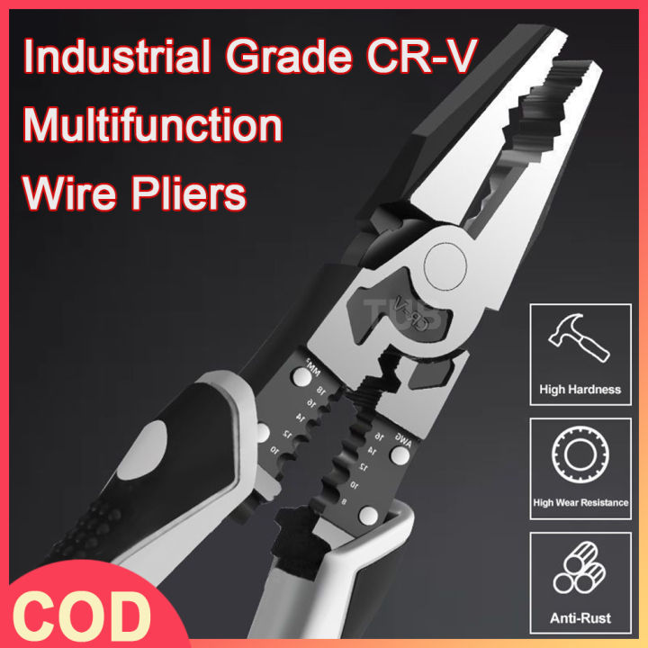9 in 1 Electrician Pliers Industrial Grade Multi-function Wire Stripper Cable Cutting Tools ...