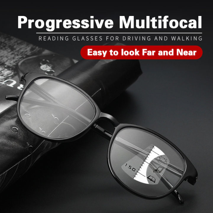【3in1】Progressive Multi-Focus Reading Glasses Men Smart Zoom Far And ...