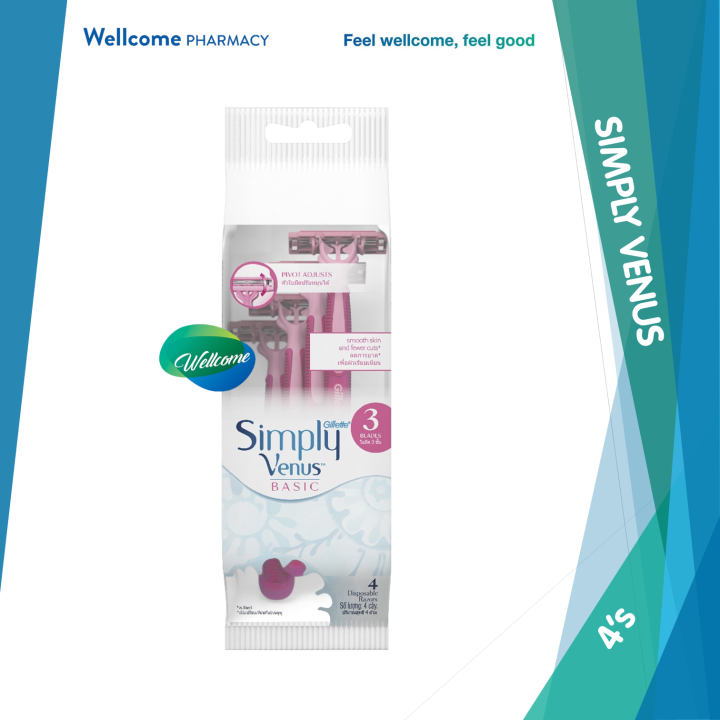 Gillette Simply Venus 3 Basic Disposable Razors - 4's | Lazada
