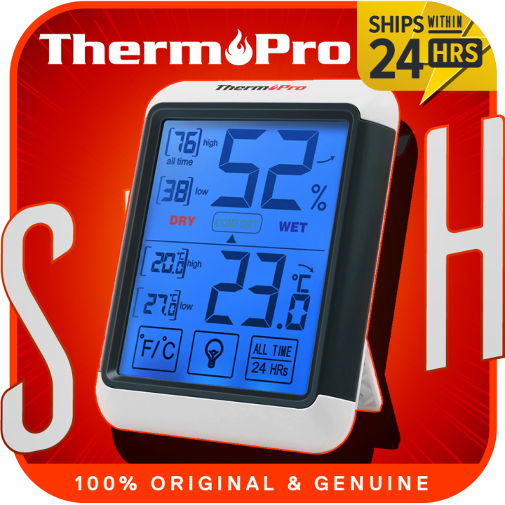 Thermopro Tp55 Digital Hygrometer Indoor Thermometer Humidity Gauge With Jumbo Touchscreen And
