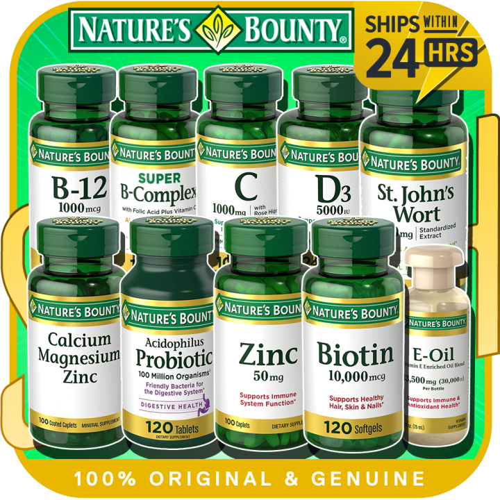 Nature's Bounty Calcium Magnesium Zinc Probiotic Iron Biotin Vitamin B ...