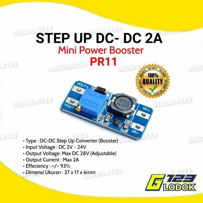 Step Up Modul Mini Power Booster Converter DC DC 2A Penaik Tegangan ...