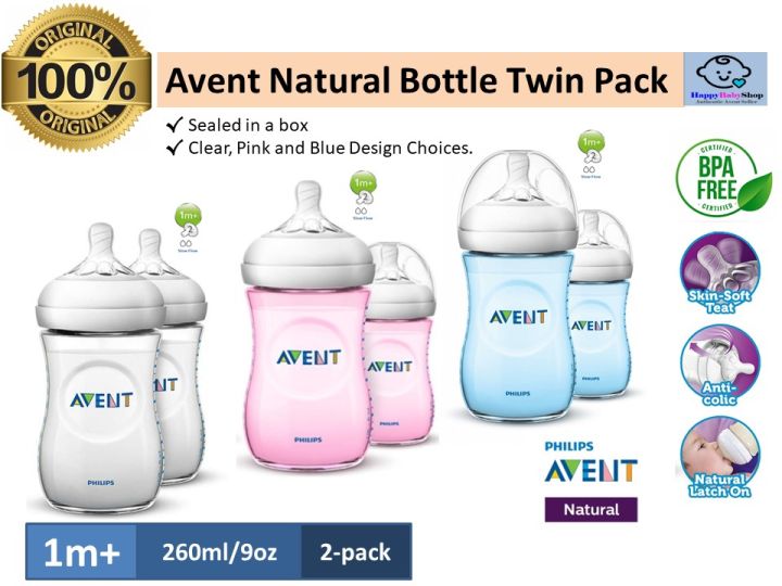 Avent 9oz/260ml Bottle Clear, Blue and Pink (Original) | Lazada PH