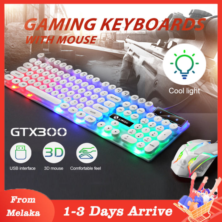 GTX300 Gaming Keyboard Mouse Set LED Backlit Wired Manipulator Punk ...