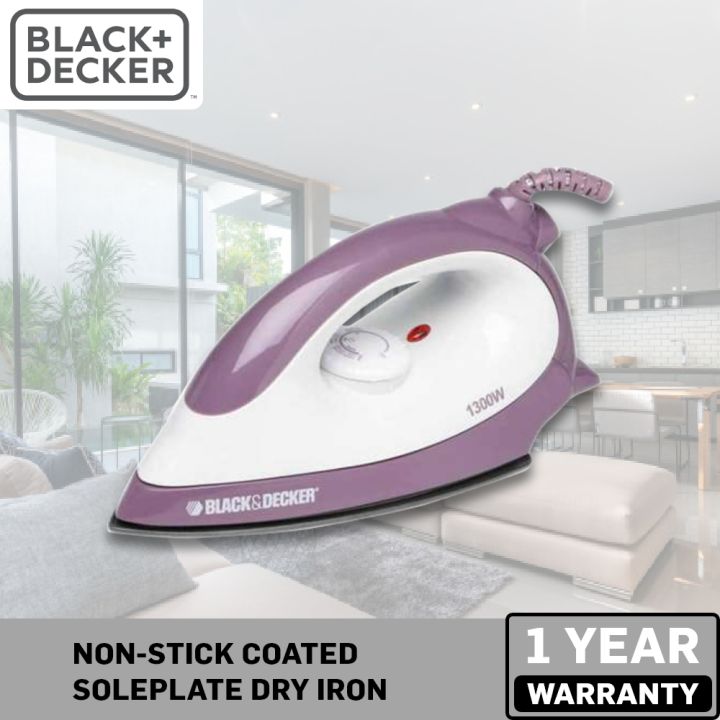BLACK+DECKER™ 1300W Non-Stick Dry Iron for Clothes (White/Violet ...