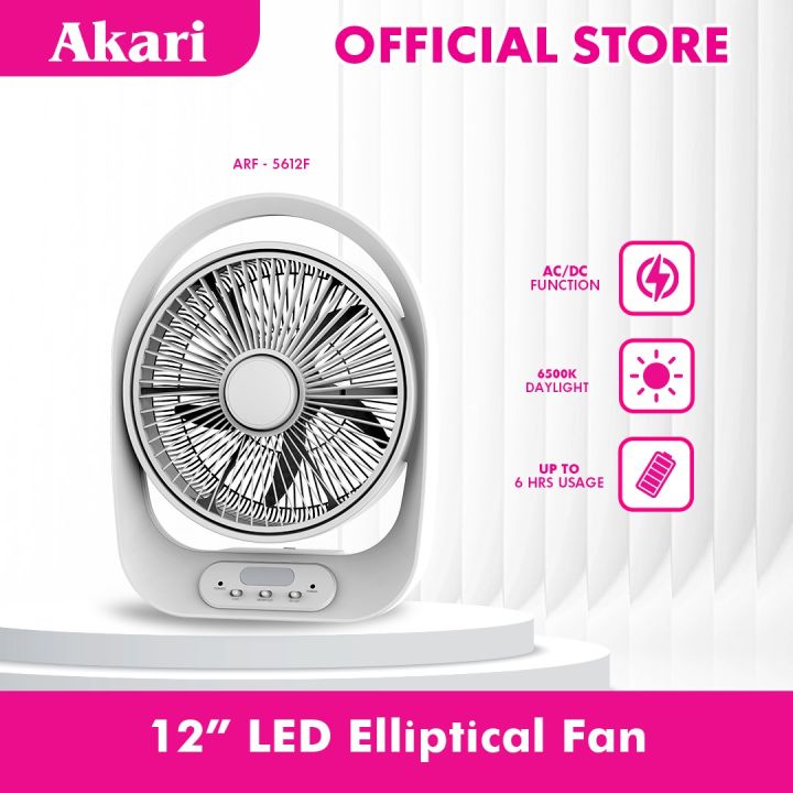 Akari 12" Rechargeable Eliptical Led Fan w/ 15W LED - ARF-5612F | Lazada PH