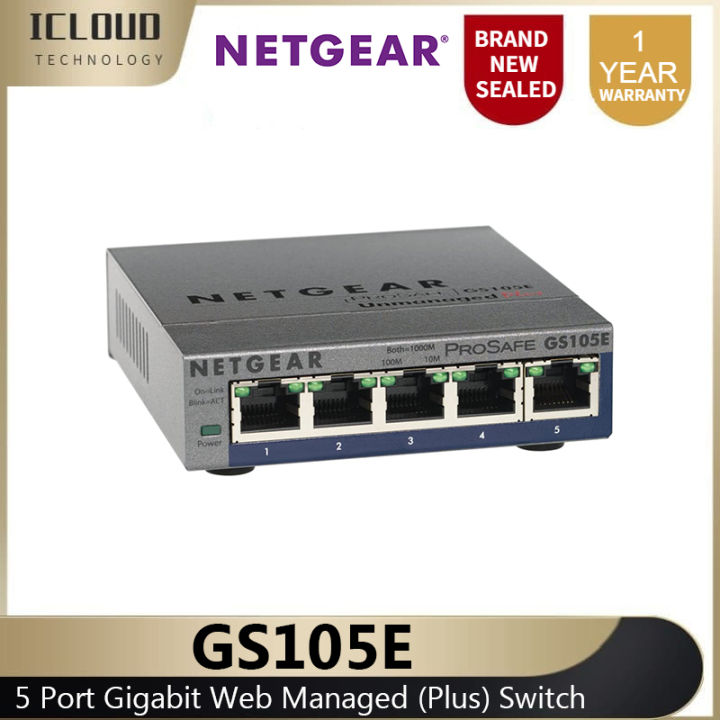 NETGEAR ProSafe® Plus GS105E 5-Port Gigabit Desktop Switch (GS105E ...
