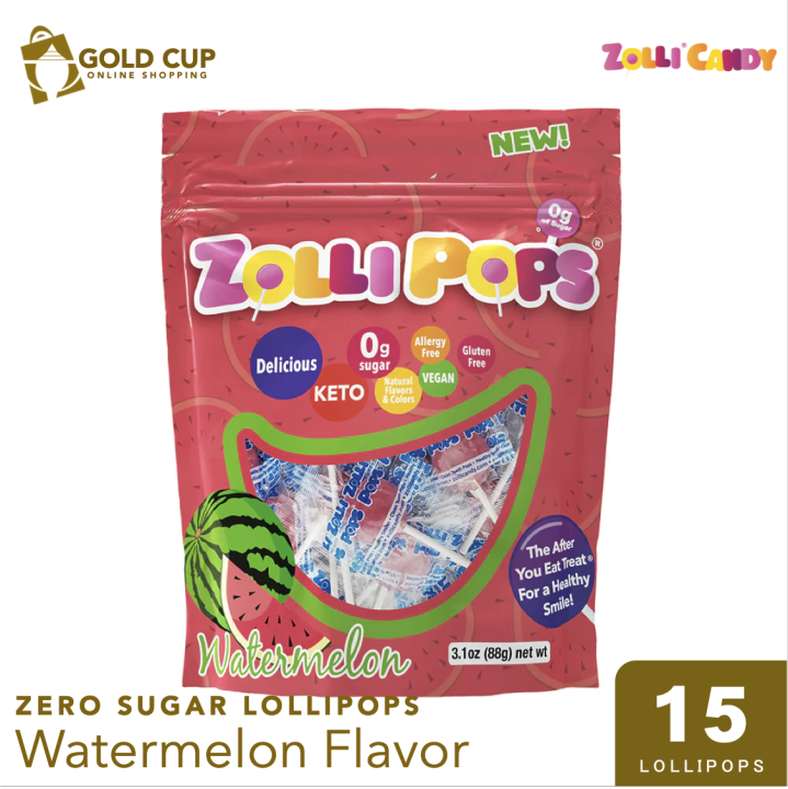 Zollipops Clean Teeth Lollipops - Watermelon Flavor - 15 Lollipops ...