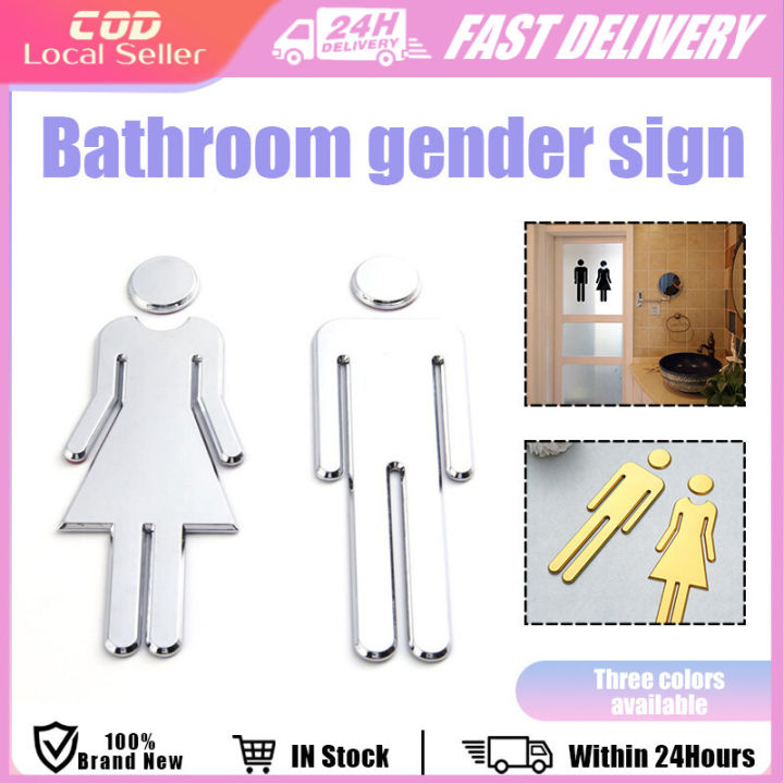 Acrylic Toilet Sticker Sign Bathroom Restroom Loo Woman & Man WC ...