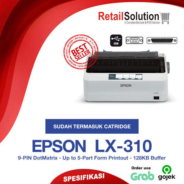 Printer DotMatrix USB Serial RS232 Parallel LPT - EPSON LX310 LX-310 ...