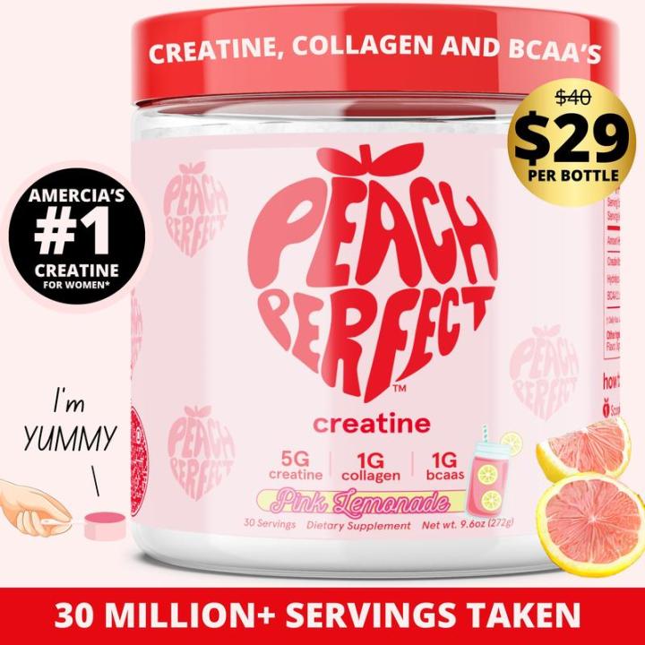 Peach Perfect Creatine Monohydrate Powder, Creatine for Women with ...