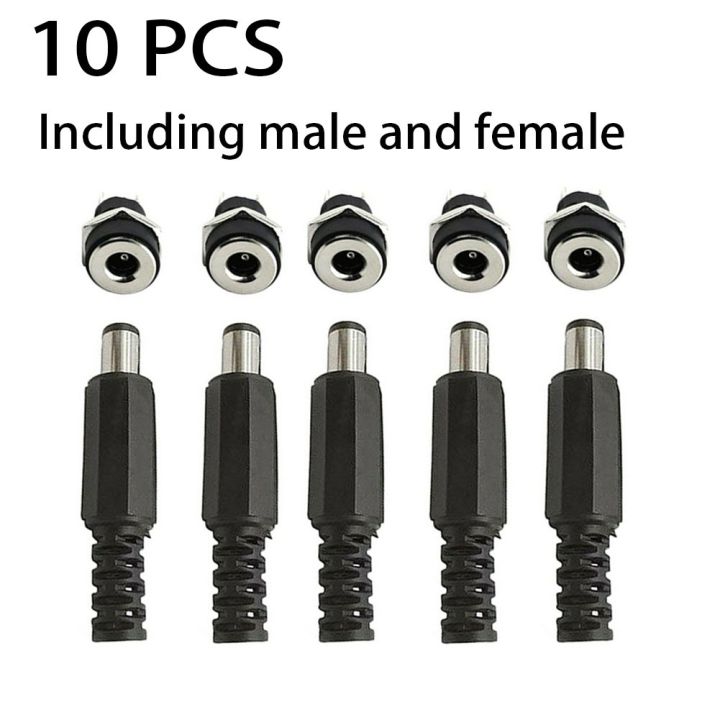 Tool Nest 10pcs Male Barrel Jack Plug Female Socket Panel Mount Dc 12V ...