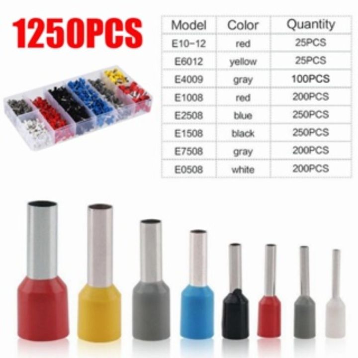 1250pcs Electric Wire Conector Crimp Connectors Wire Ferrule Terminal ...