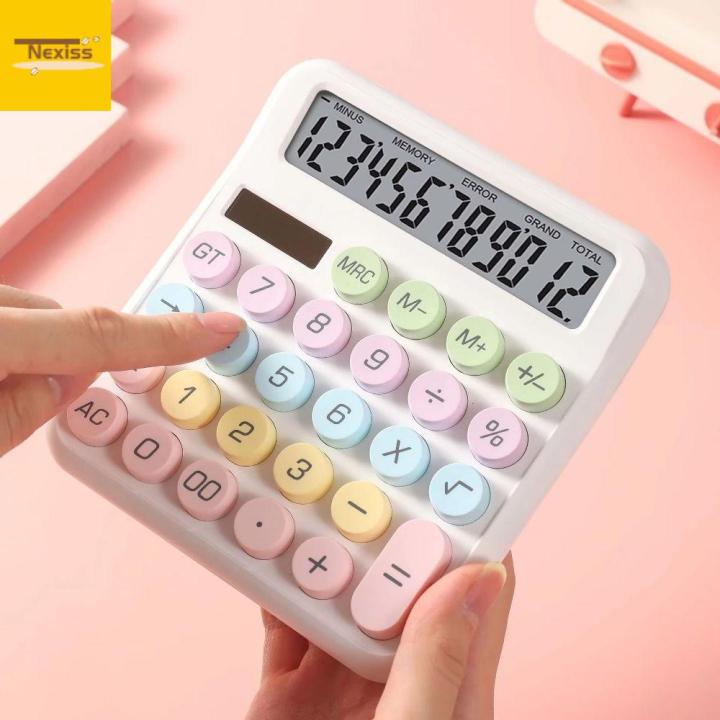 NEXISS Solar Powered 12 Digits Calculator Mechanical Keyboard Dual ...