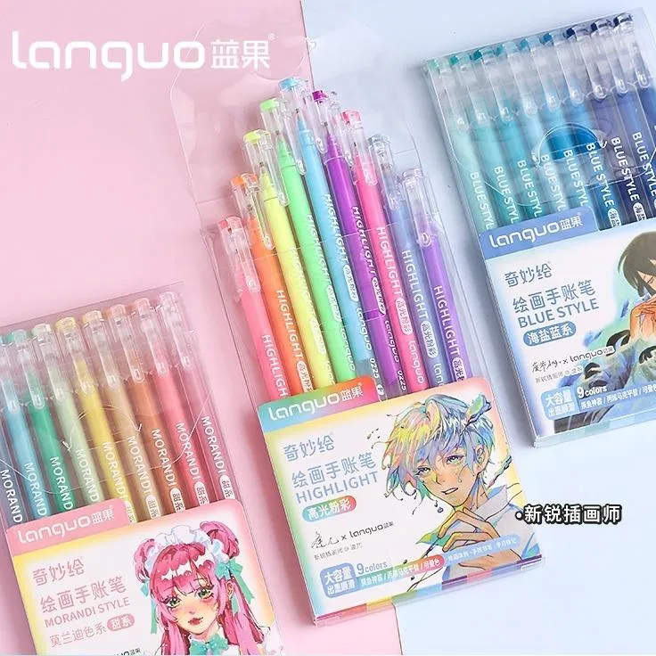 Pulpen Skin Tone Gel Pens Languo 9pcs Morandi Color Gel Pens Set ...