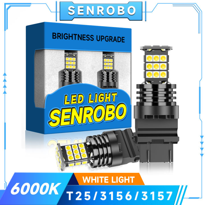 ไฟ Led ย้อนกลับสำหรับรถยนต์ SENROBO หลอดไฟ Led T25ไฟ12V สีขาว/แดงเหมาะ ...