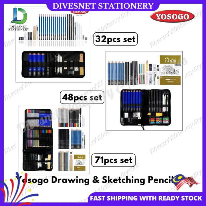 Yosogo Drawing & Sketching Pencil Set - Color Pencil Sketch Book ...