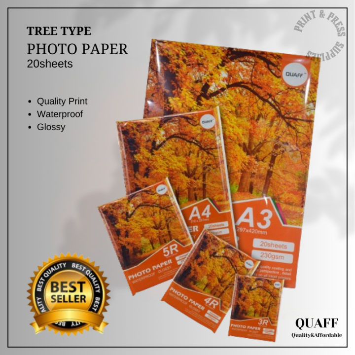 PP Supplies- QUAFF Glossy Photo Paper Tree Type A4 | 5R | 4R | 3R Size ...