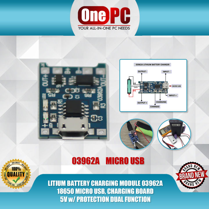 LITIUM BATTERY CHARGING MODULE 03962A 18650 MICRO USB, CHARGING BOARD ...