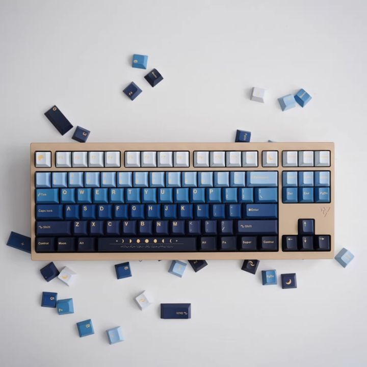 【Keycap Only】Moonrise keycap Set Gradient Blue keycap 129 Keys Cherry ...