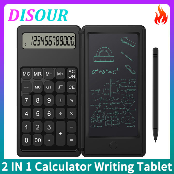 DISOUR 2 IN 1 Foldable Calculator Writing Tablet With Stylus Pen Erase ...