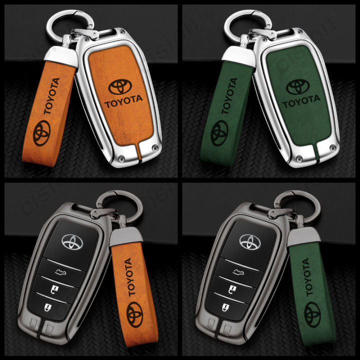 Zinc Alloy Leather Car Key Case Cover Remote Fob Holder Shell Keychain ...