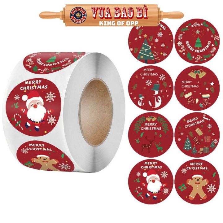 Set 500 sticker Thank You, nhãn dán trang trí hình tròn Giáng Sinh ...