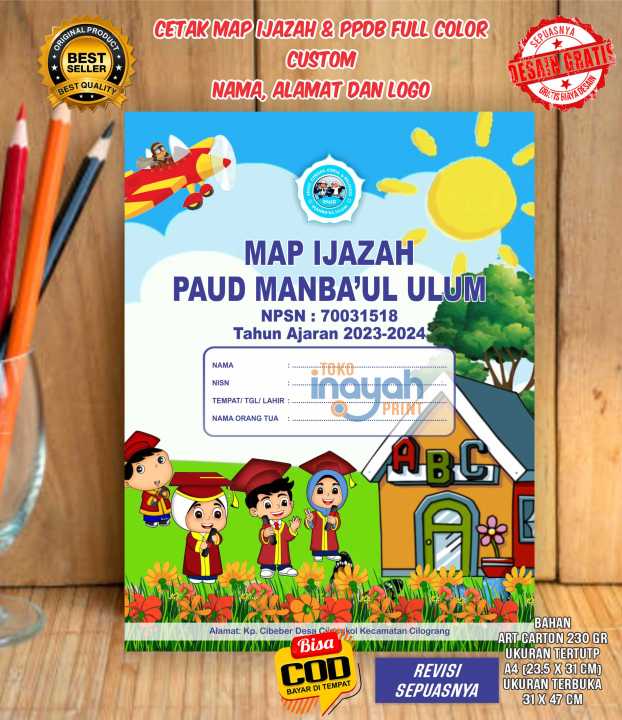 MAP PPDB/ IJAZAH TK/ PAUD/ MI/ SMP FULL COLOUR, CUSTOM NAMA ALAMAT DAN ...