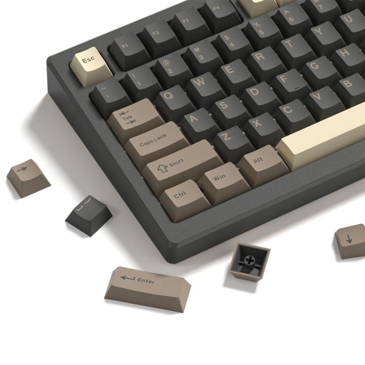 【Premium Quality】 Womier 138 Keys Retro Brown Gray PBT Keycap Double ...
