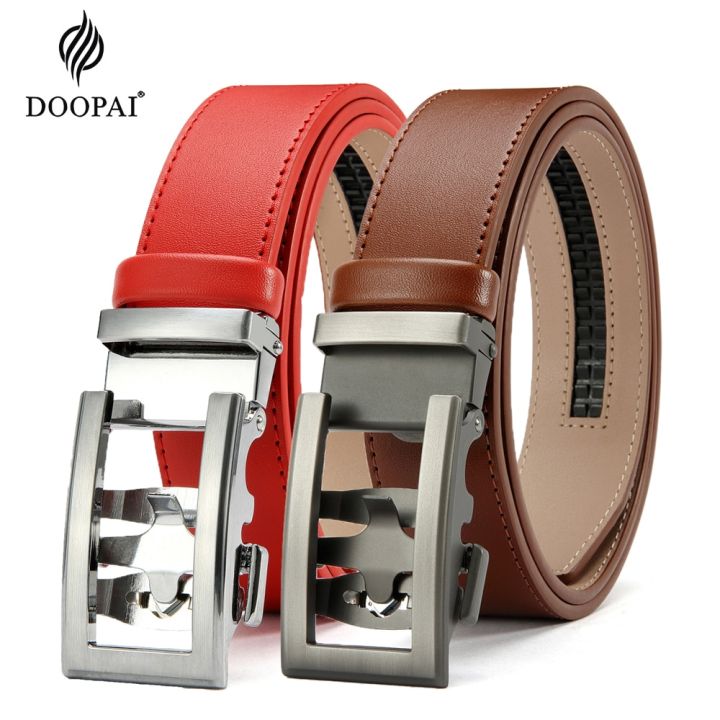DOOPAI New Mens Belt Hollow Automatic Mens Belt Genuine Leather Luxury ...
